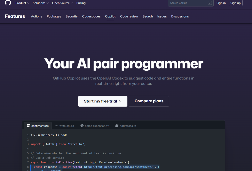 [可试用]Github CoPilot AI pair programmer AI中国-AI工具箱
